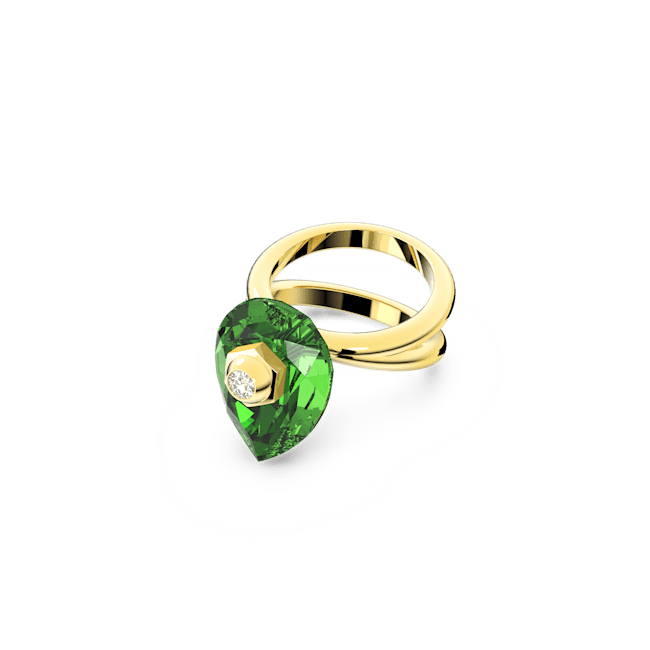 Anillo Numina, Talla pera, Verde, Baño tono oro | Swarovski Online