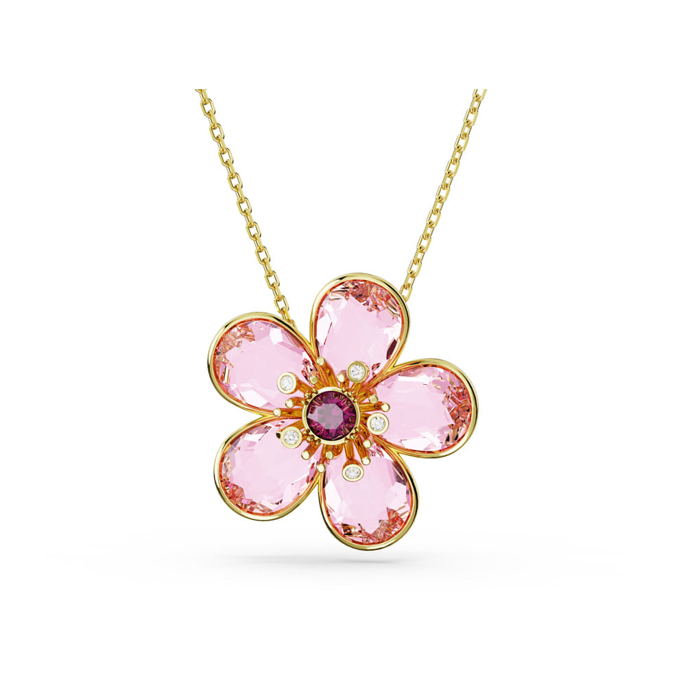 Colgante Florere, Flor, Rosa, Baño tono oro | Swarovski Online