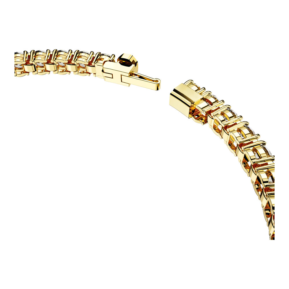 Pulsera Matrix Tennis, Talla redonda, Pequeña, Blanca, Baño tono oro ...