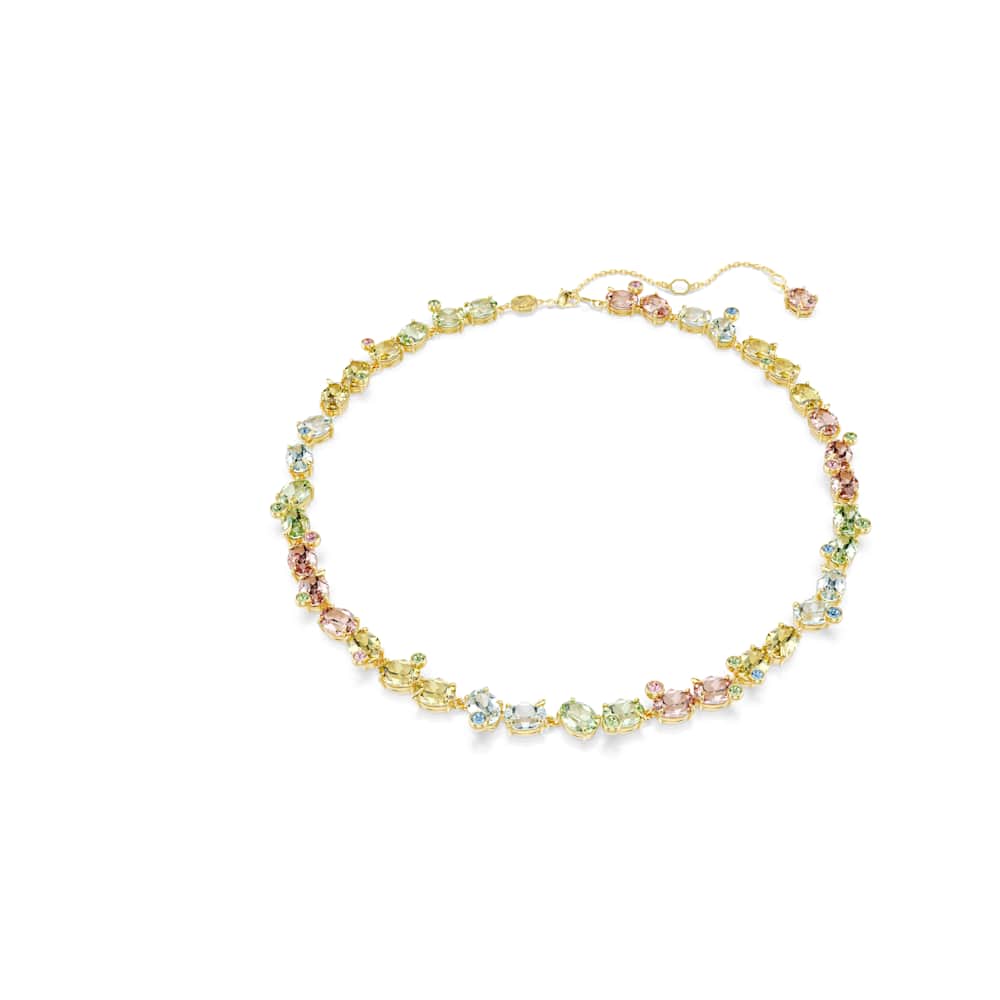 Collar Tennis Gema, Tallas mixtas, Multicolor, Baño tono oro ...