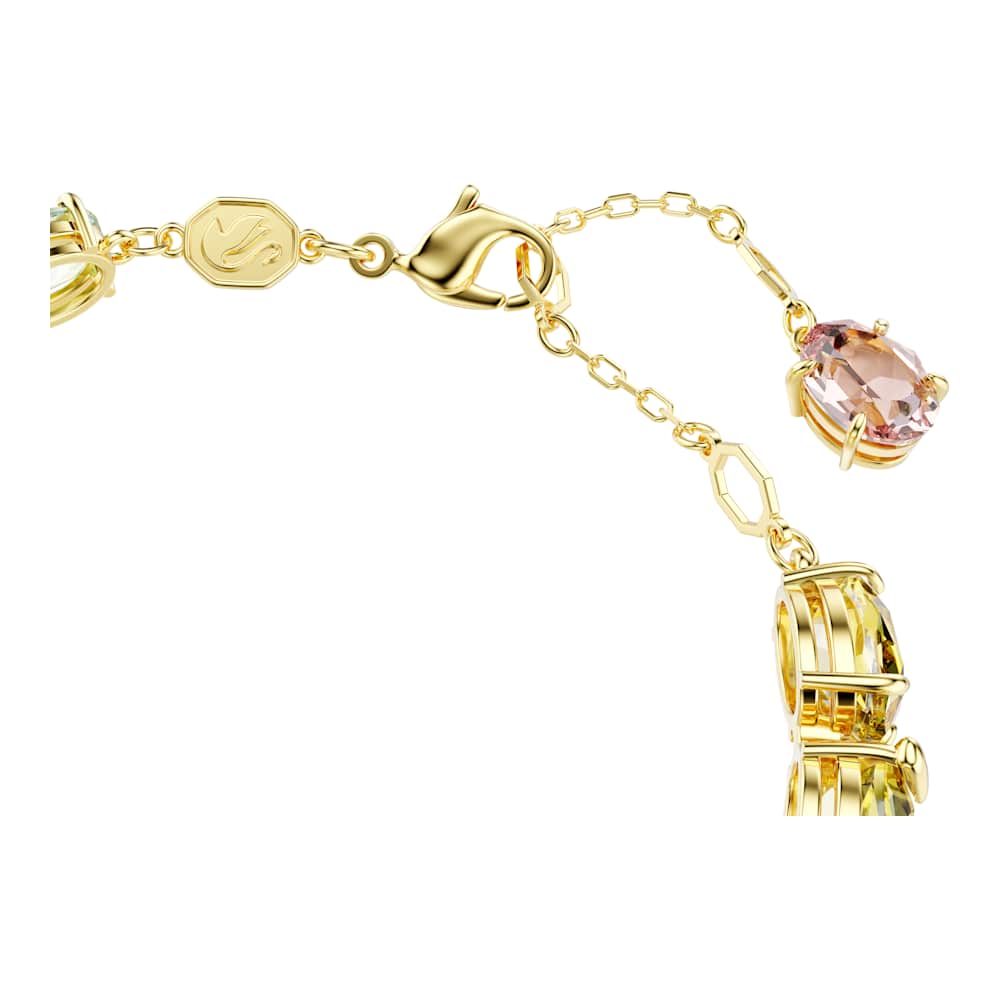 Pulsera Tennis Gema, Tallas mixtas, Multicolor, Baño tono oro ...